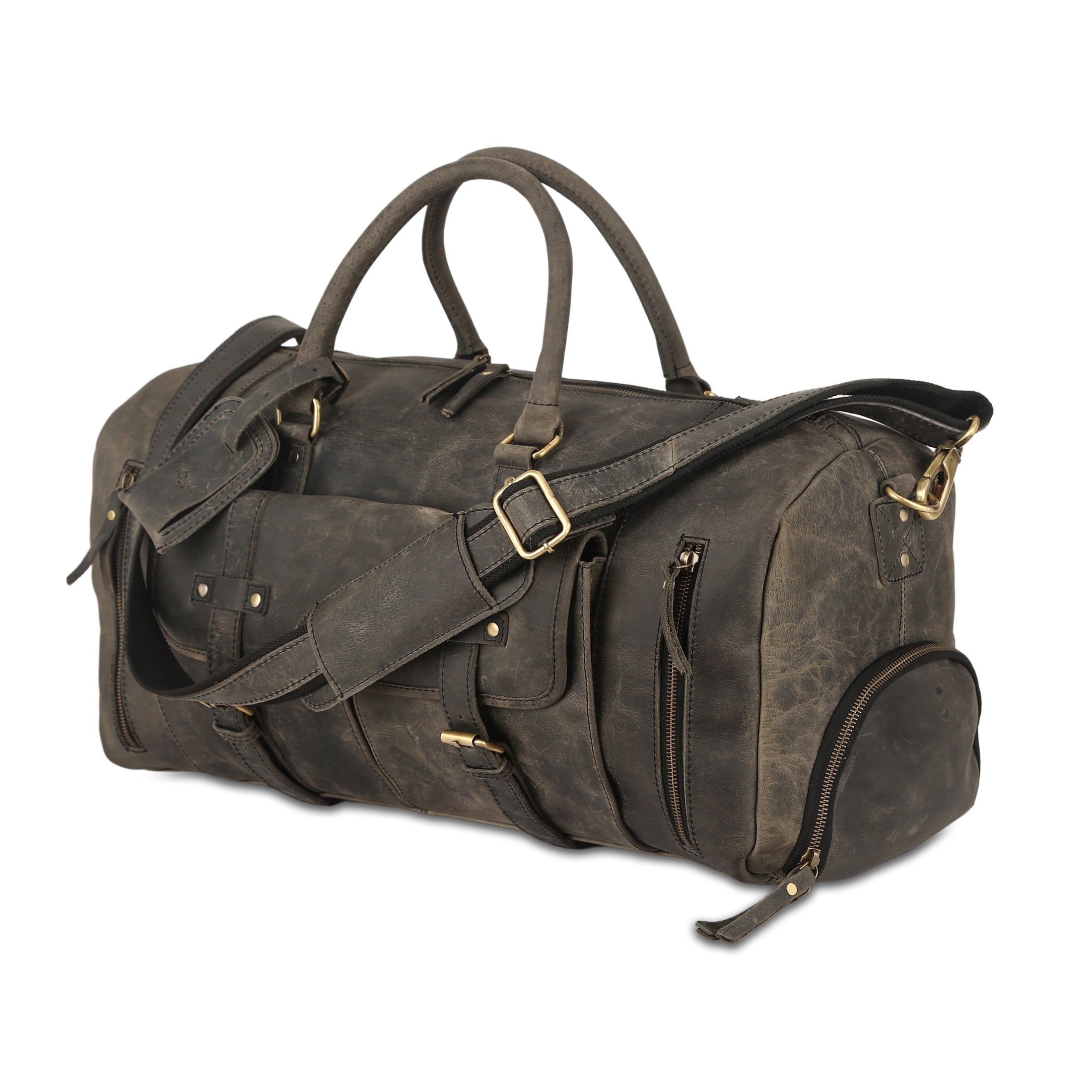 Leather 24 inch Duffel Bag With Shoe Compartment Travel Sports Overnig