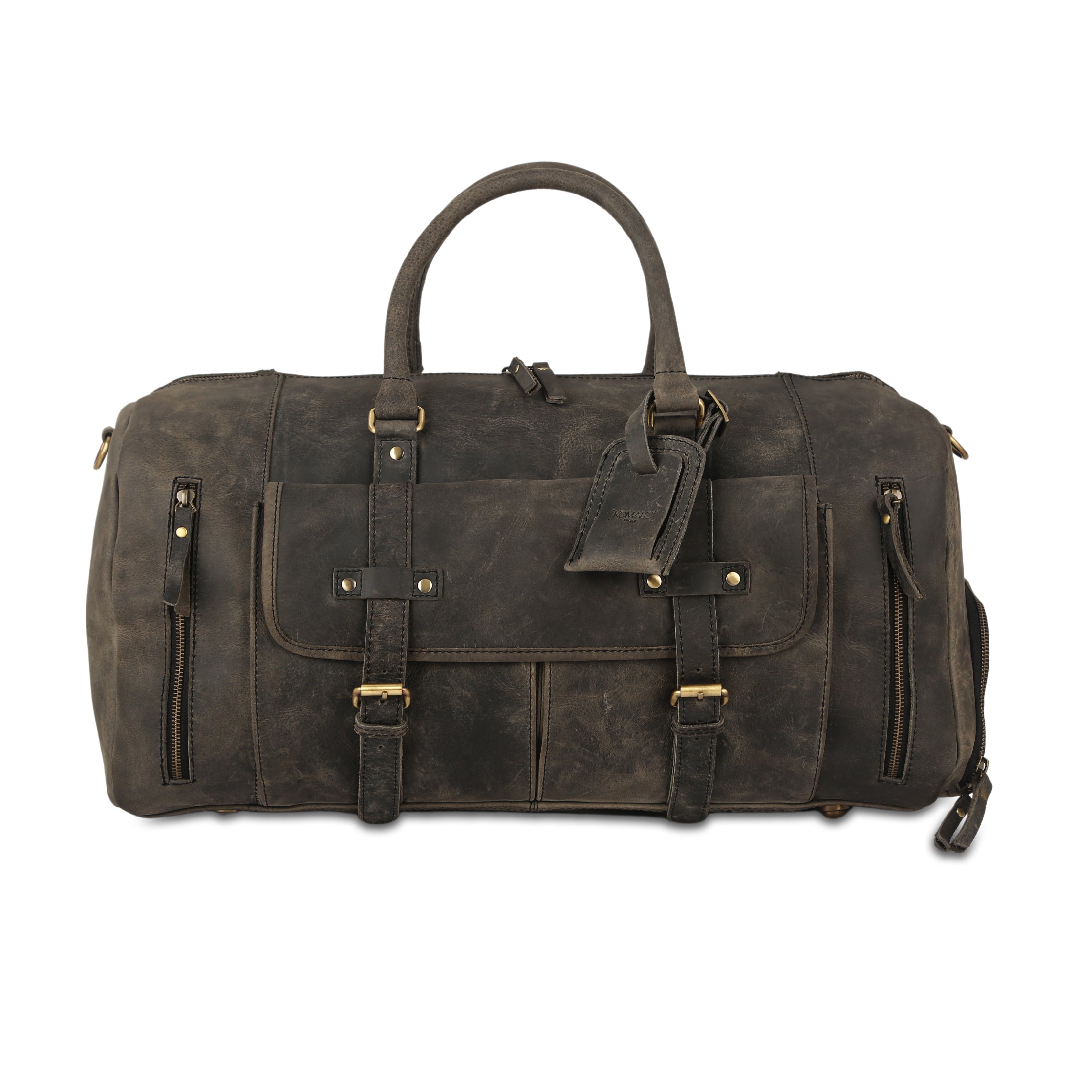 Leather 24 inch Duffel Bag With Shoe Compartment Travel Sports Overnig