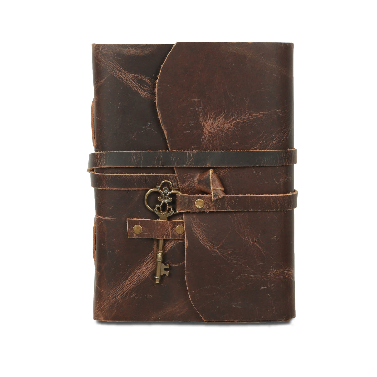 Leather Journal with Lined Deckle Edge Paper and Vintage Key – 7x5 Inch ...