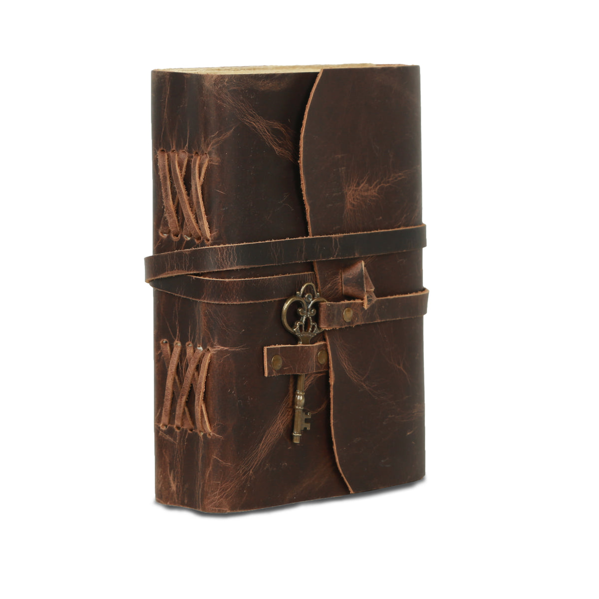 Leather Journal with Lined Deckle Edge Paper and Vintage Key – 7x5 Inch ...